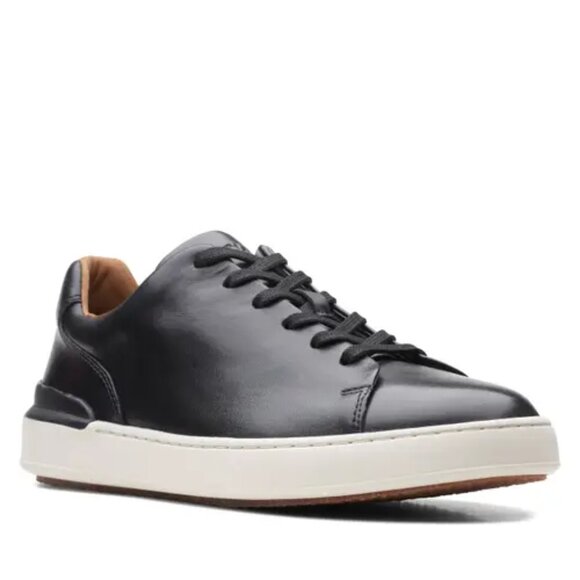 Clarks | Shoes | Clarks Courtlite Leather Sneakers Black 2m | Poshmark